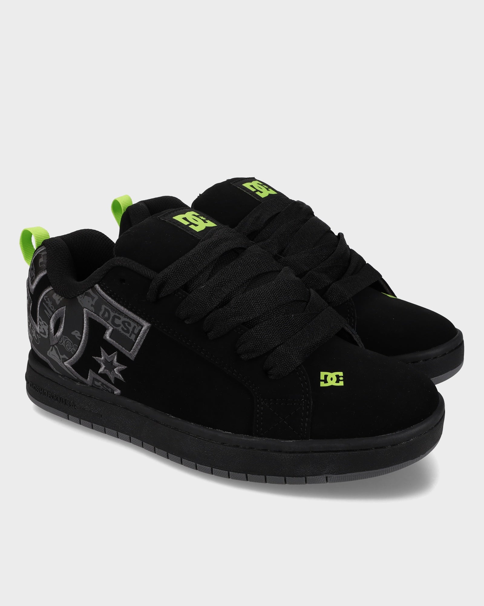 Mens Court Graffik Skate Shoes - BLACK/GREY/LIME / 8 | DC Shoes
