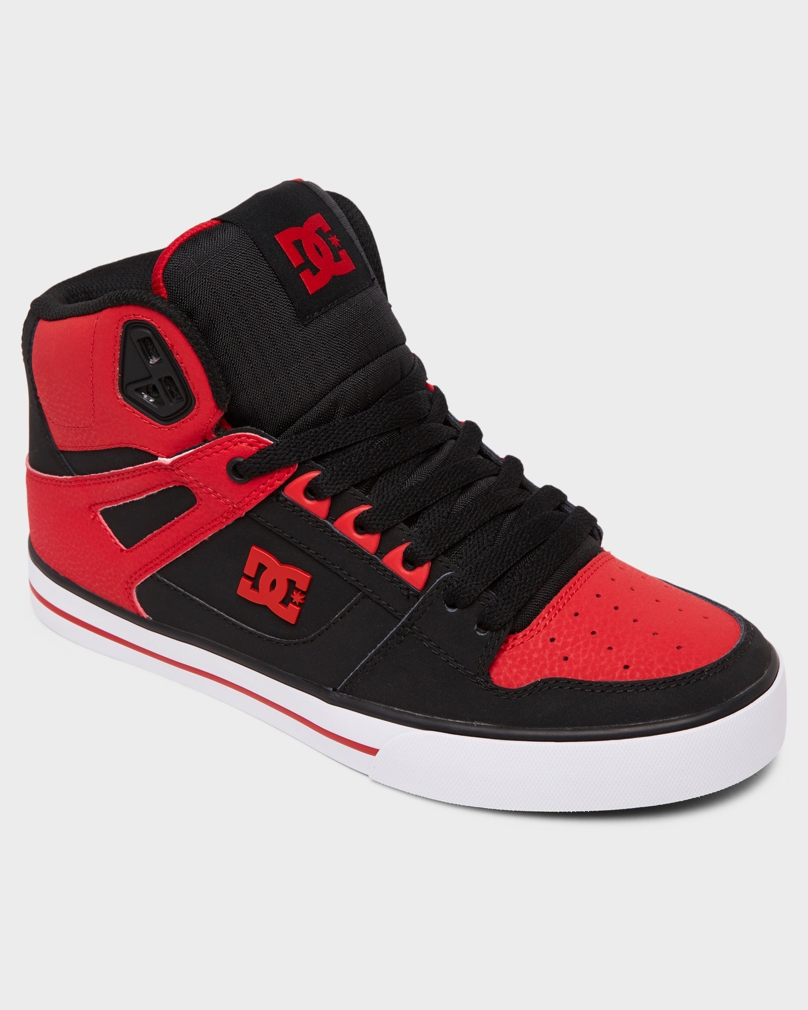 Mens Pure High-Top Wc Sneakers - FIERY RED/WHITE/BLACK / 7 | DC Shoes