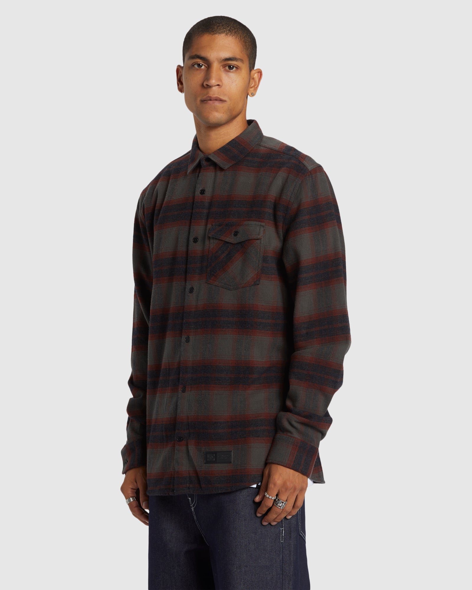 Mens Marshal Flannel Top - PIRATE BLACK PLAID / S | DC Shoes