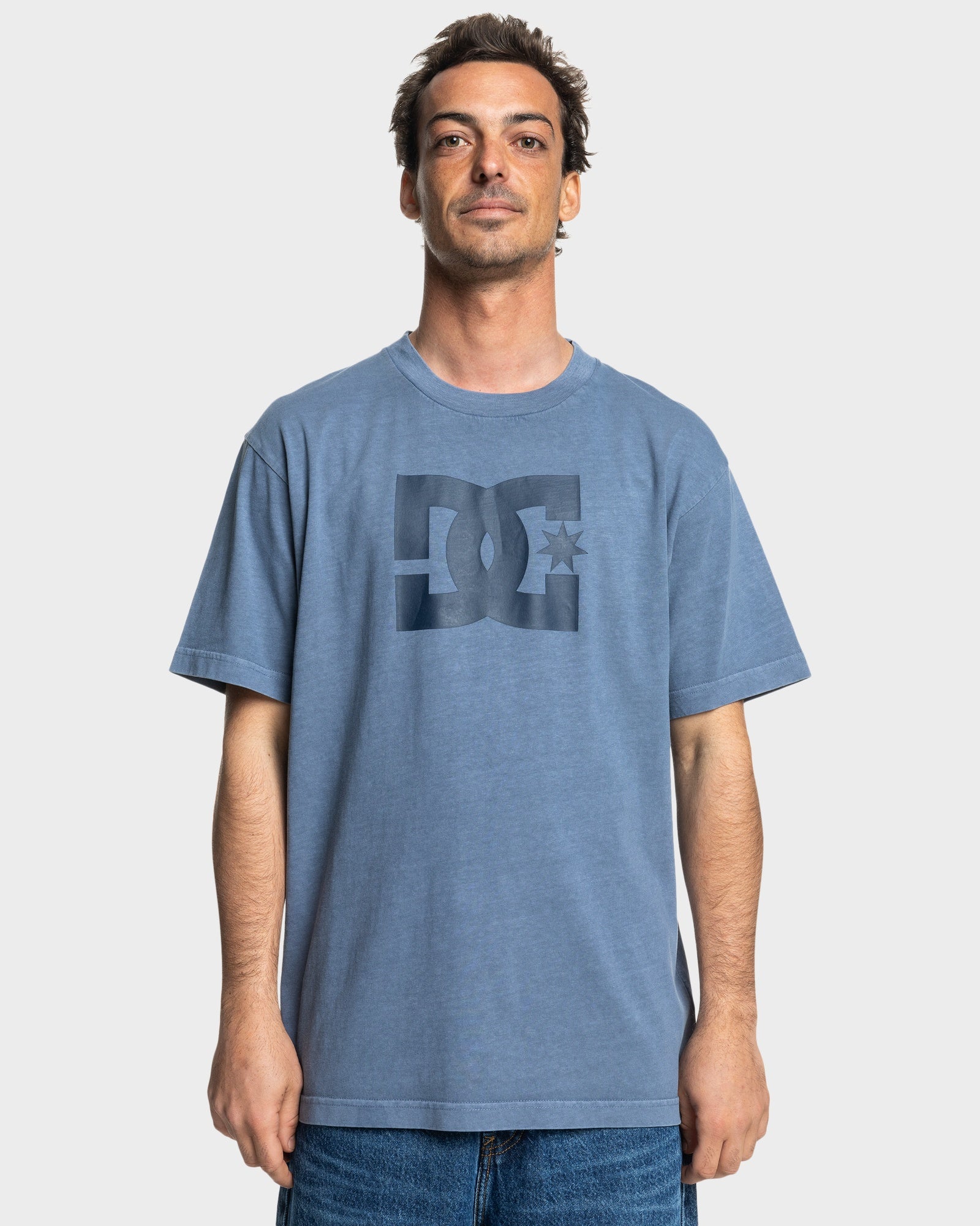Mens DC Star Pigment Dye T-Shirt - VINTAGE INDIGO ENZYME WASH / XS | DC ...